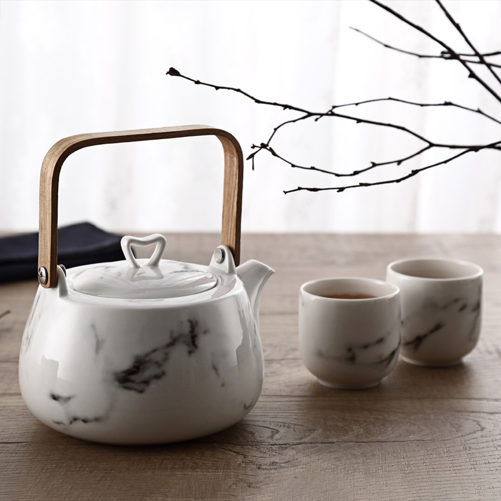 Japanese Classic Marble Ceramic Tea Set with Flowe... – Grandado