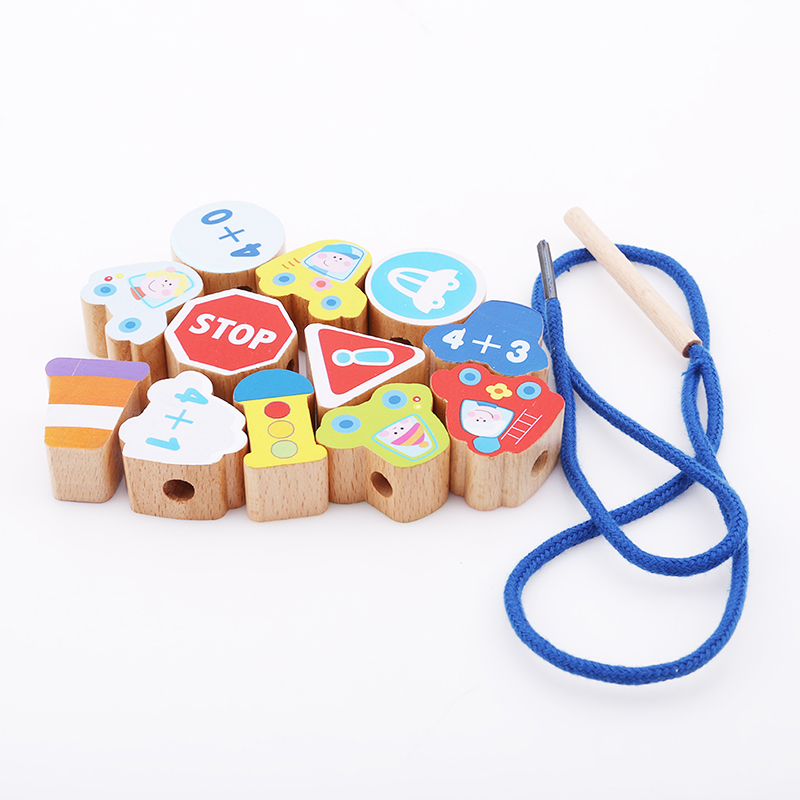 12pcs/SET Wooden Animal Fruit Block stringing bead... – Grandado