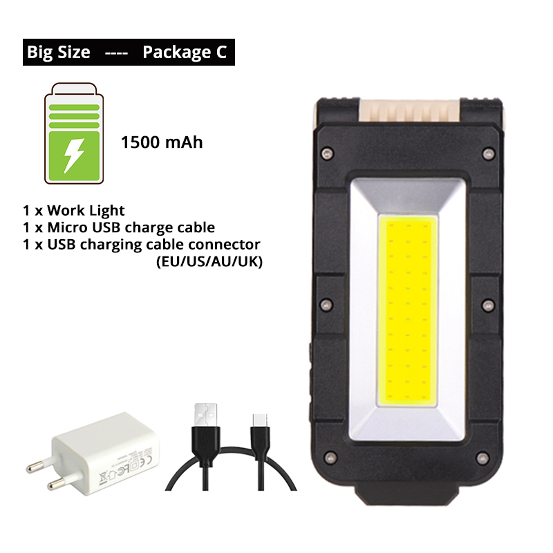 Luz de trabajo COB recargable USB linterna LED por... – Grandado