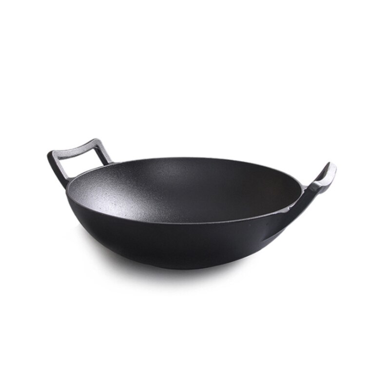 32cm Non-stick Cast Iron Pan Flat-bottomed Wok – Grandado 32cm Non-stick Cast Iron Pan Flat-bottomed Wok – Grandado