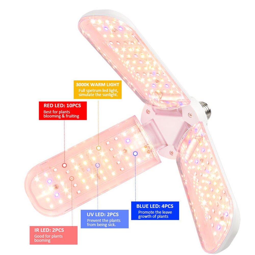 E27 Led Grow Light Full Range Ac 110v 220v Foldabl Vicedeal 1898