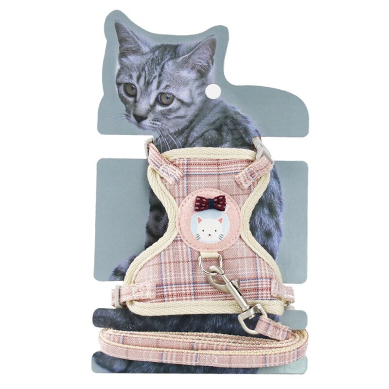 Cute Plaid Cat Harnesses And Leash Set Summer Cott... – Grandado