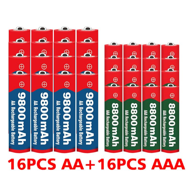 AA+AAA battery 1.5V AA battery 9800 mAh+1.5V AAA 8... – Grandado