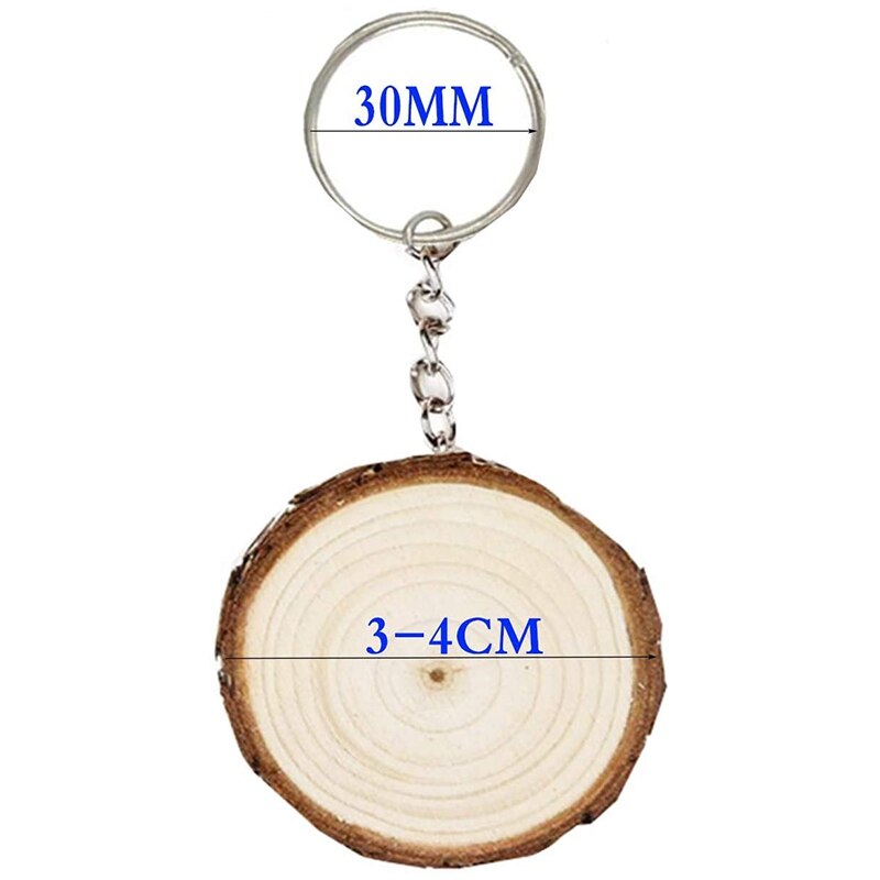 20PCS Key Rings with Labels Keychains Round Wooden... – Grandado