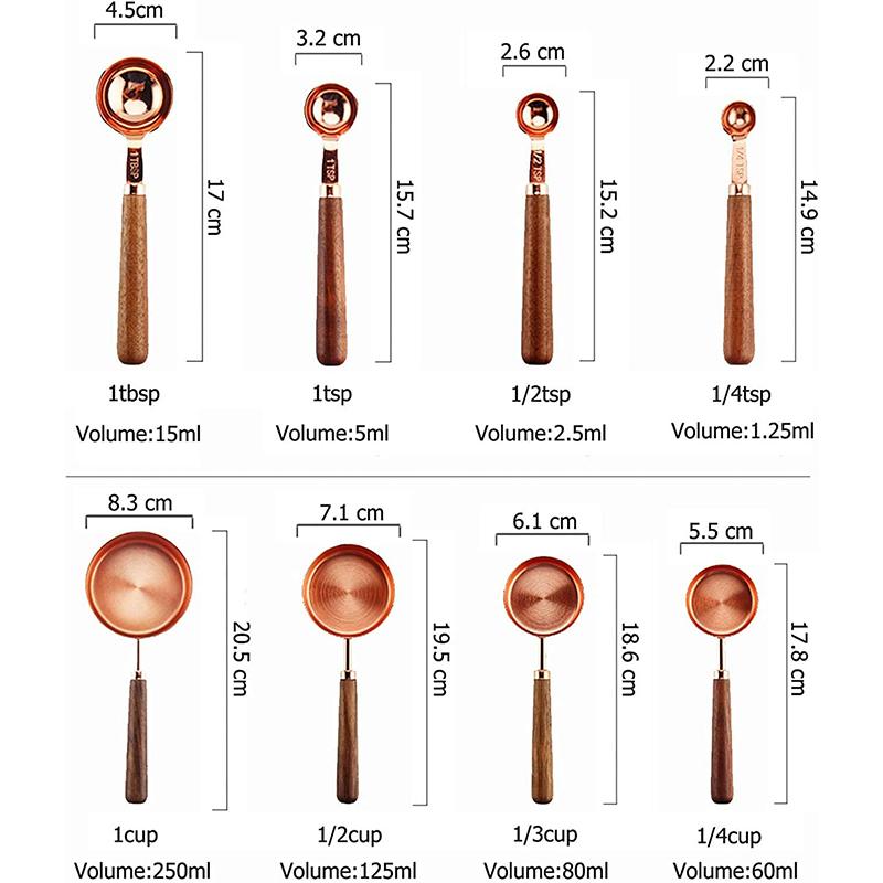 8Pcs/set Rose Gold Stainless Steel Measuring Cups ... – Grandado