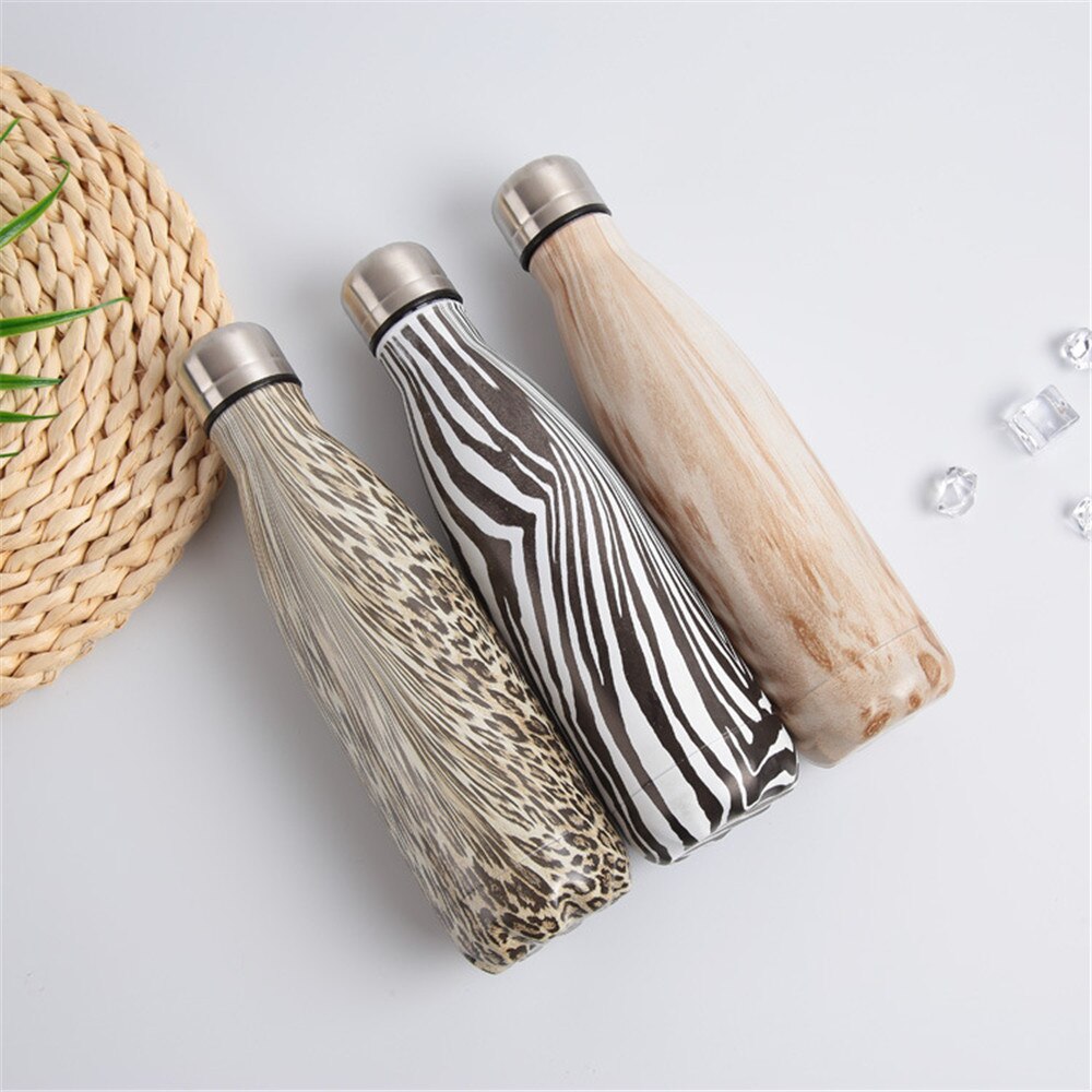 Leopard Zebra Printed Water Bottle BPA Free Wooden... – Grandado