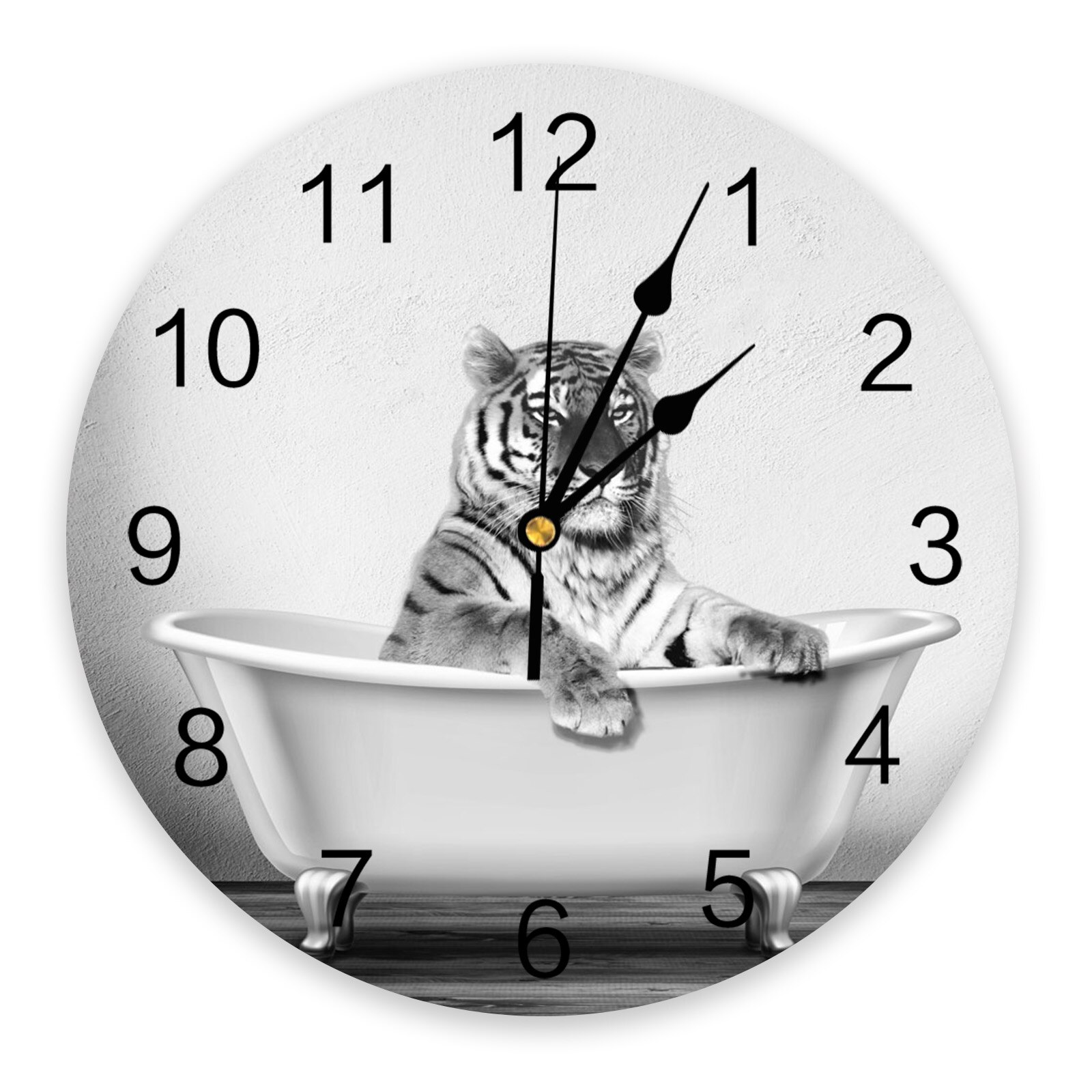 Bathtub Animal Tiger Black White Wall Clock Home D... – Grandado