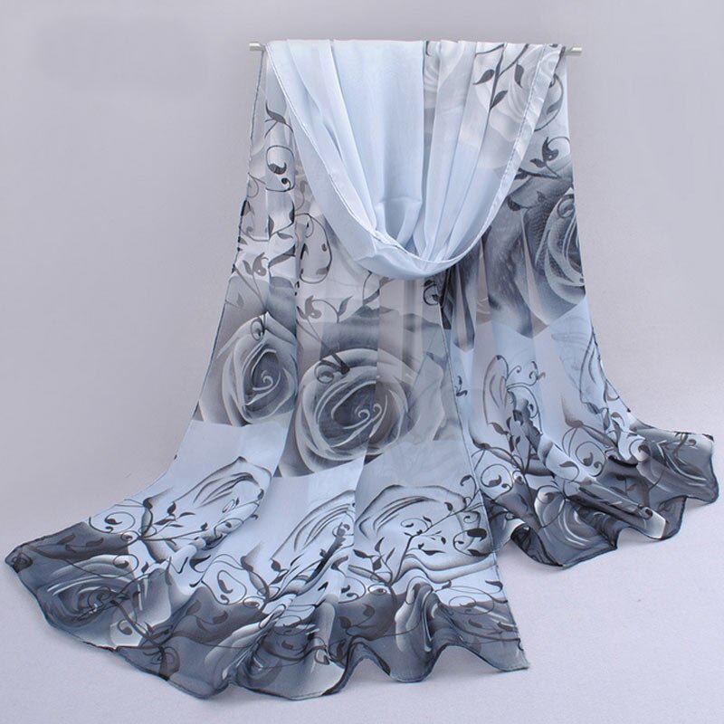 Silk Scarf Classical Rose Printing Chiffon Silk So... – Grandado