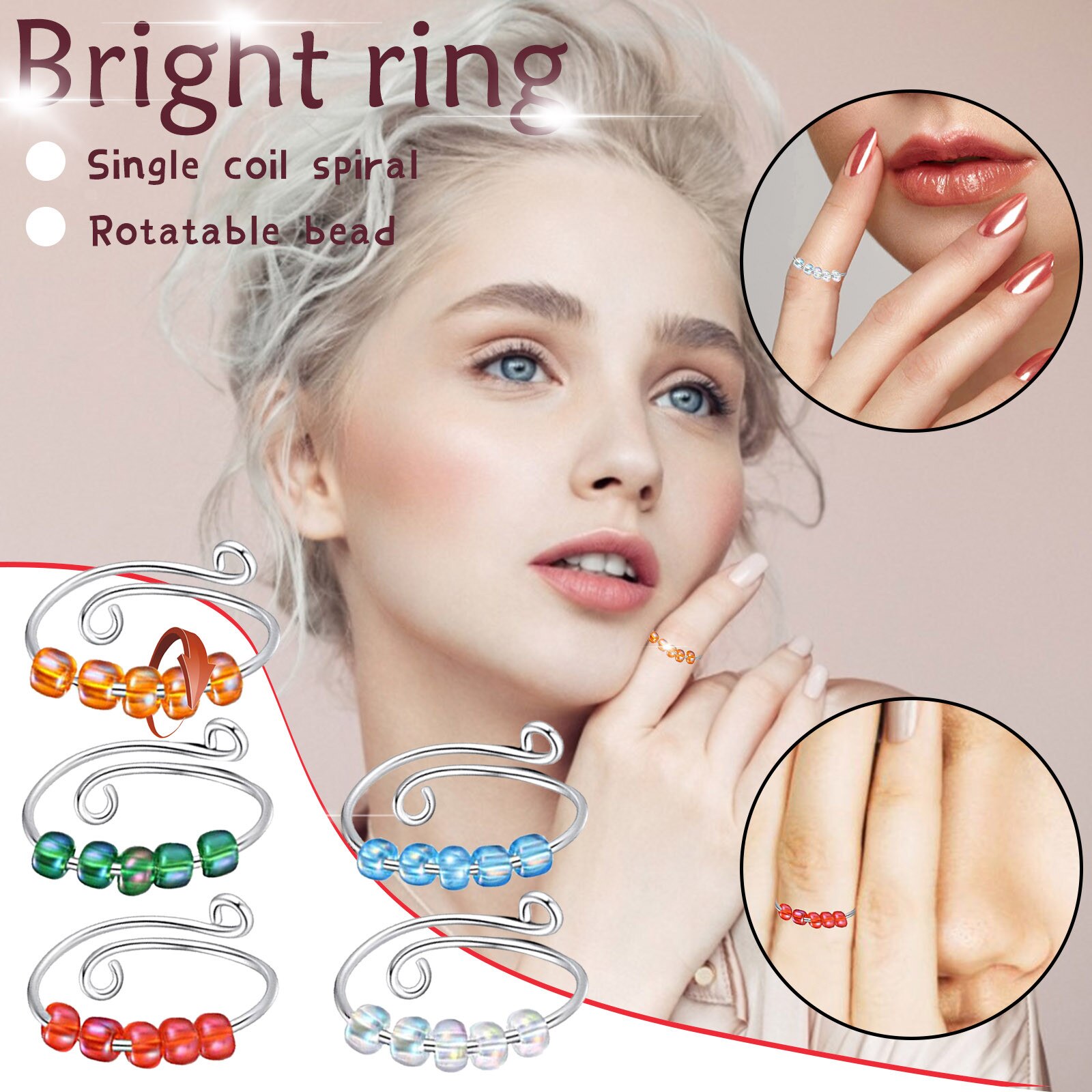 Fidget Beads Fidget Ring Spinner Single Coil Spira... – Vicedeal