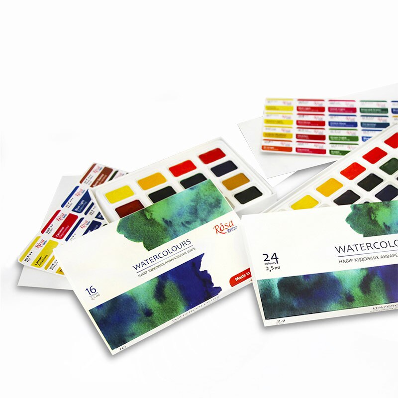 rosa watercolor paint full block solid 16/24 color... – Vicedeal