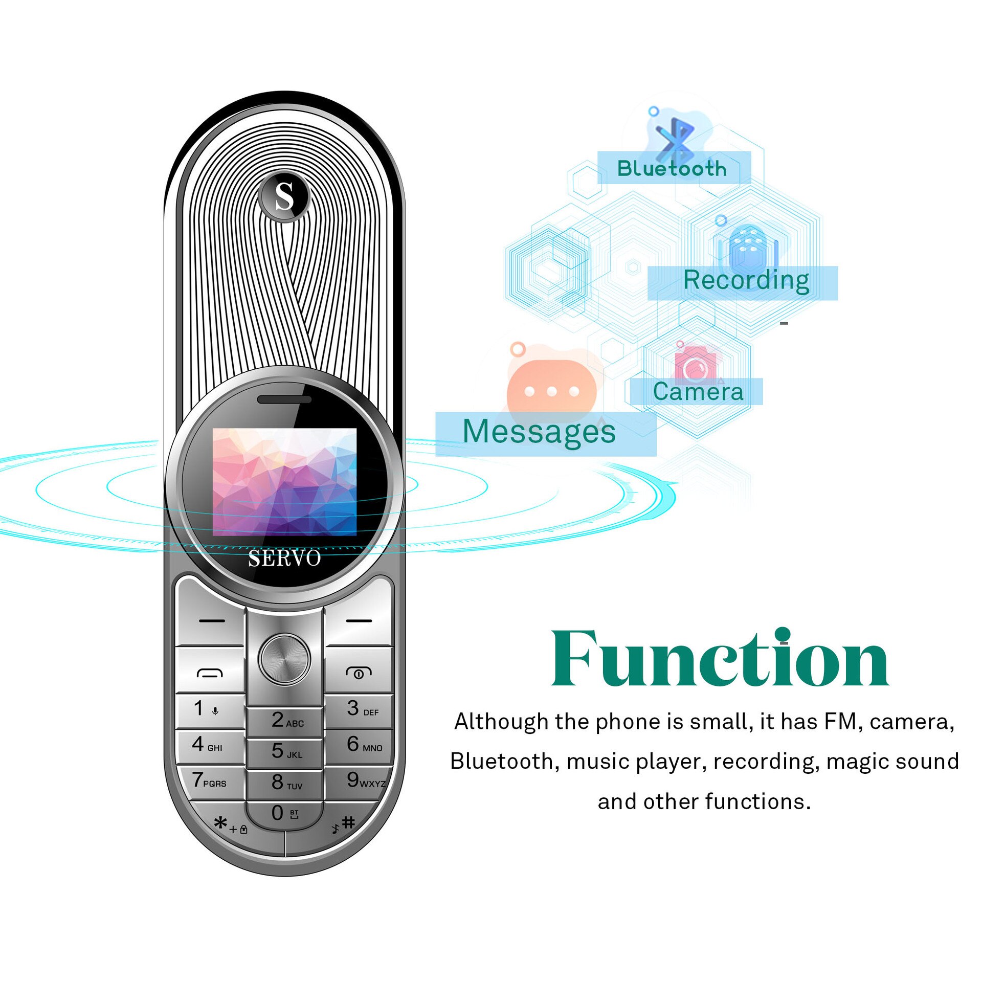 360 Rotatable Mini Mobile Phone SERVO AURA Dual Si... – Grandado