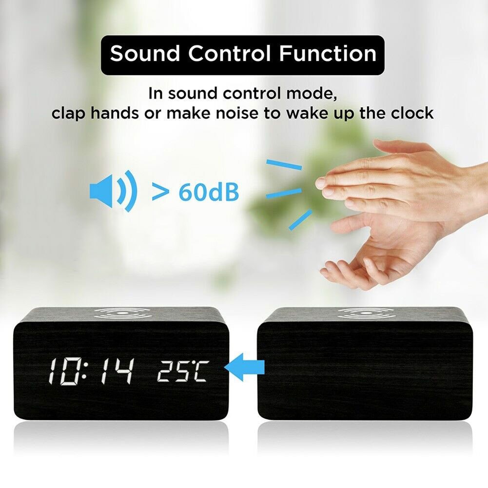 Newly Modern Wooden Wood Digital LED Desk Alarm Cl... – Grandado