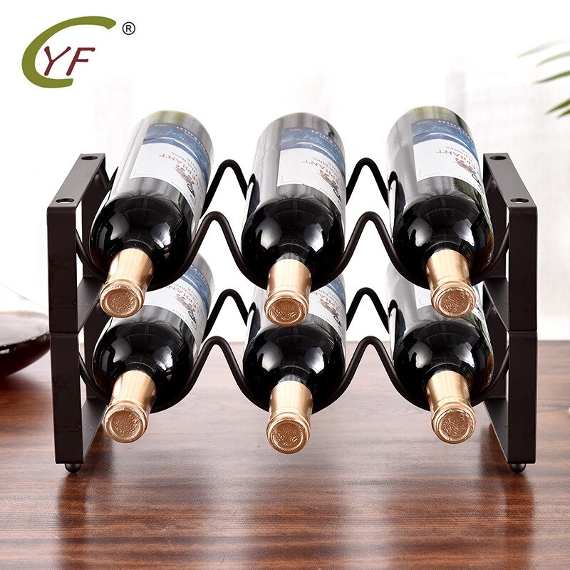4 bottles of wine bottle shelf iron wine rack outd... – Grandado