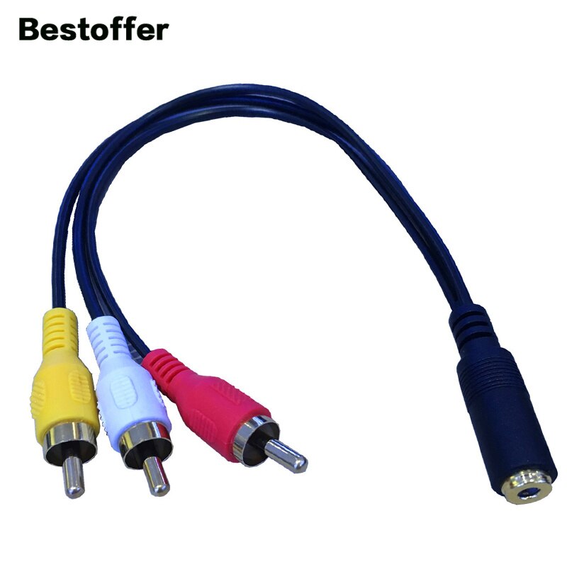 20CM DC 3.5mm 3Pole Female Socket to 3RCA Lotus Ma... – Grandado