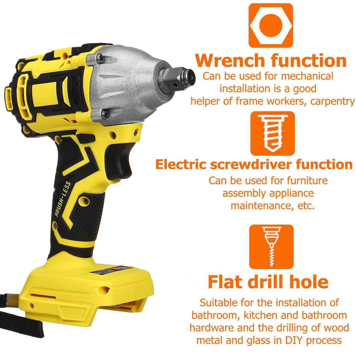18V 350N.m Brushless Impact Wrench Cordless Electr... – Grandado