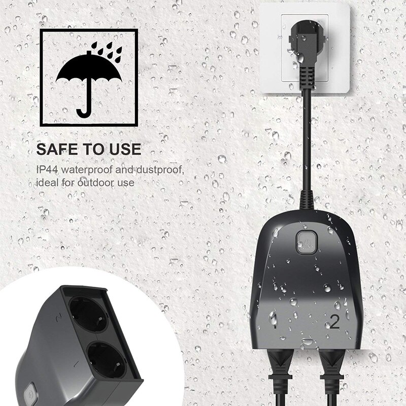Outdoor Smart WIFI Socket IP44 Waterproof 10A Dual... – Vicedeal
