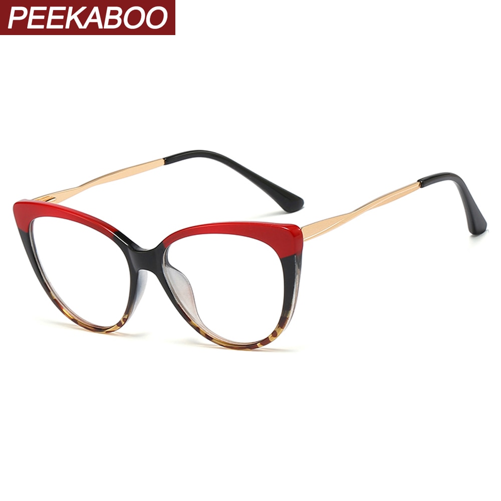 Peekaboo red leopard retro cat eye glasses frames ... – Grandado