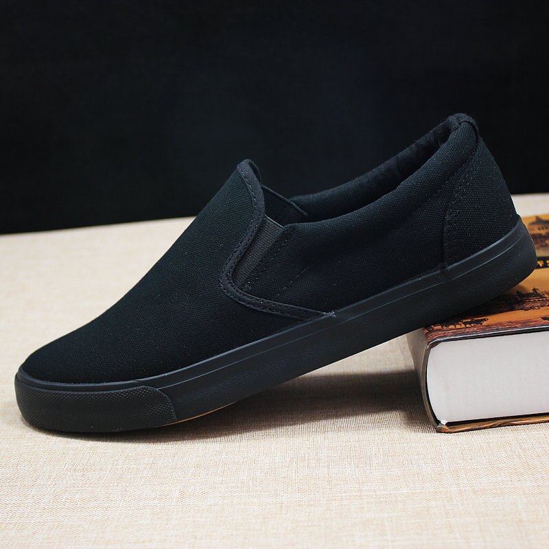 Canvas Shoes Men's Shoes All Black Casual Solid Co... – Vicedeal