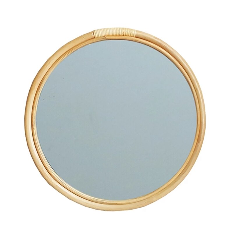 Rattan Circle Wall Mirror 16 Inch Round Dressing M... – Grandado