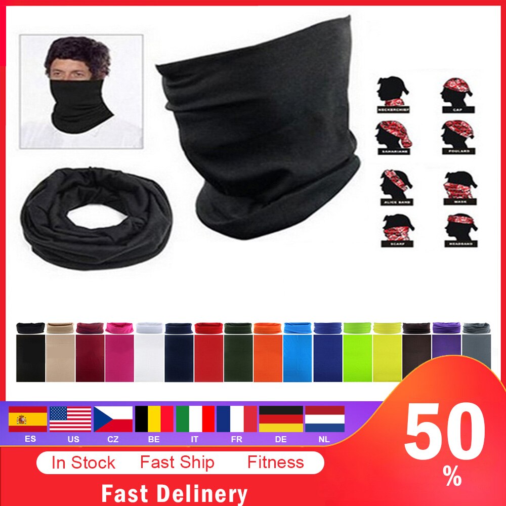 Bandana negra 3D sólida Buffs cuello polaina diade... – Vicedeal