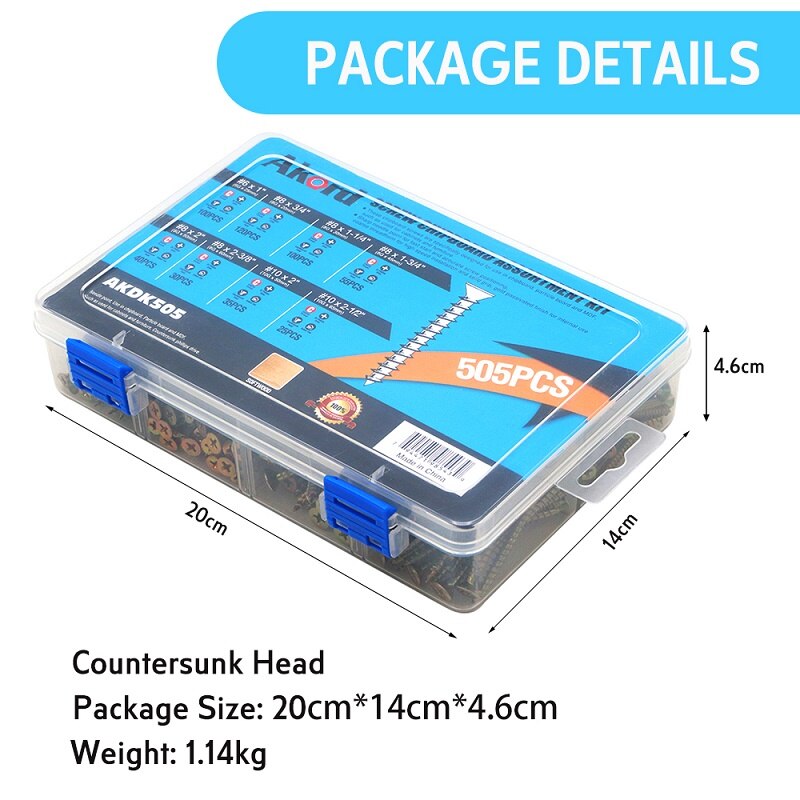 AKDK Screw Chipboard Assortment Kit 505PCS Carbon ... – Grandado