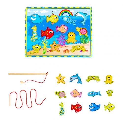 Children Wooden Magnetic Fishing Game Board Jigsaw... – Grandado