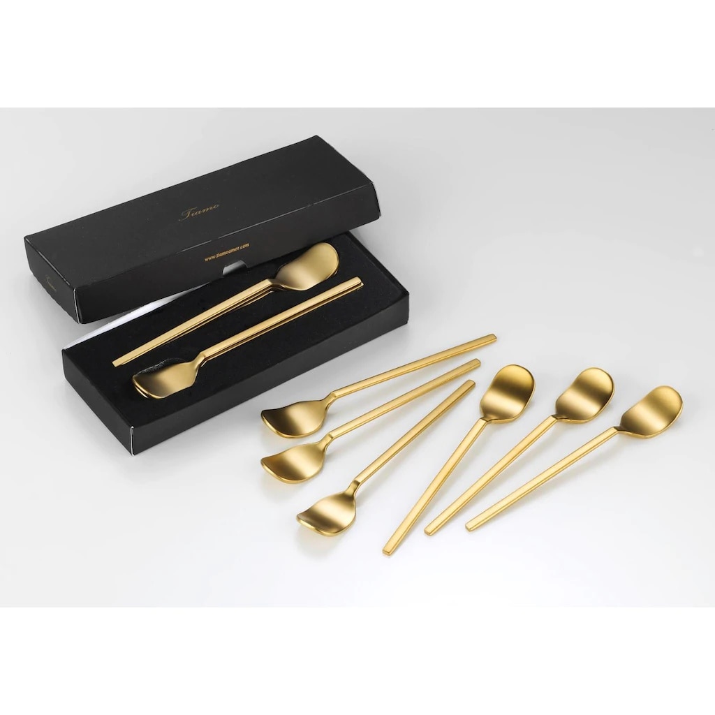 Tee Löffel Set von 6 Edelstahl Matte Gold Küche Üb... – Vicedeal