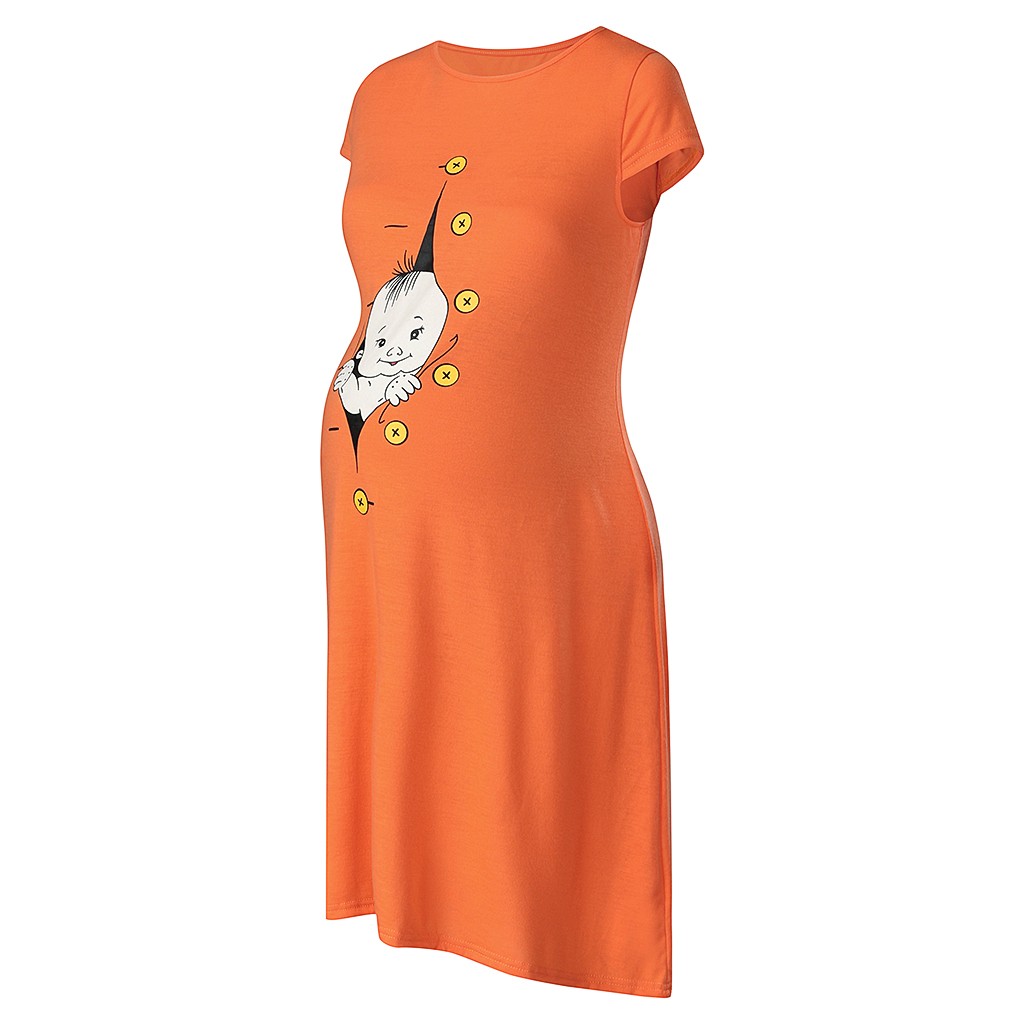 Maternity Dresses Women's Short Sleeve Cute Cartoo... – Grandado