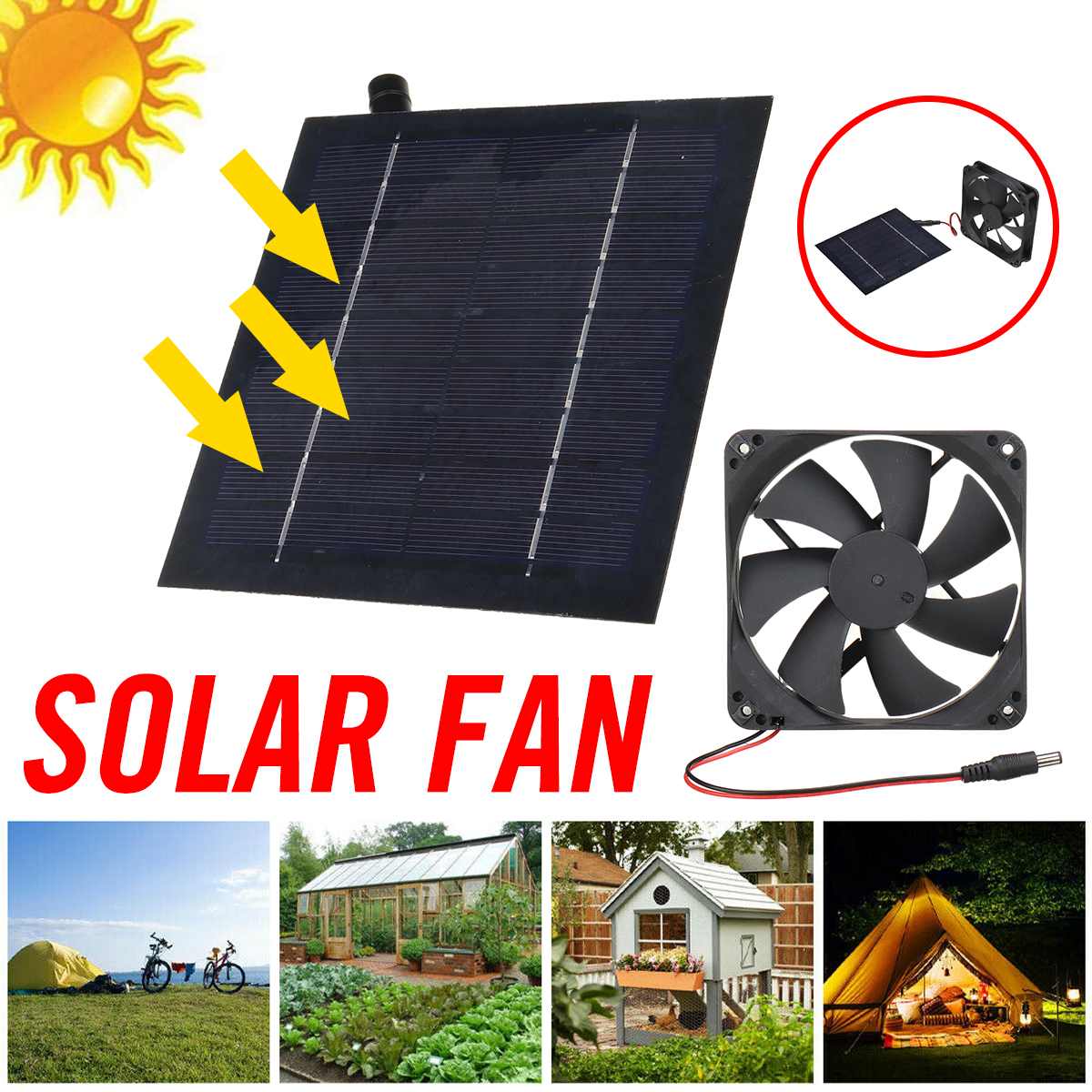 10W 12V Solar Ventilator Air Extractor 6 Inch Mini... – Grandado