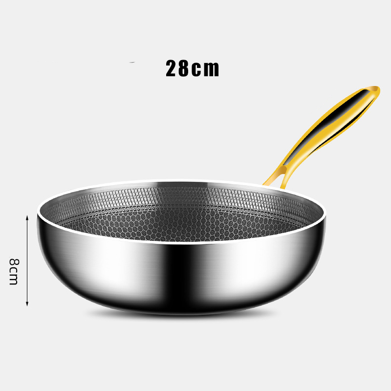 316 Stainless Steel Frying Pan Wok Non-stick Cooki... – Grandado