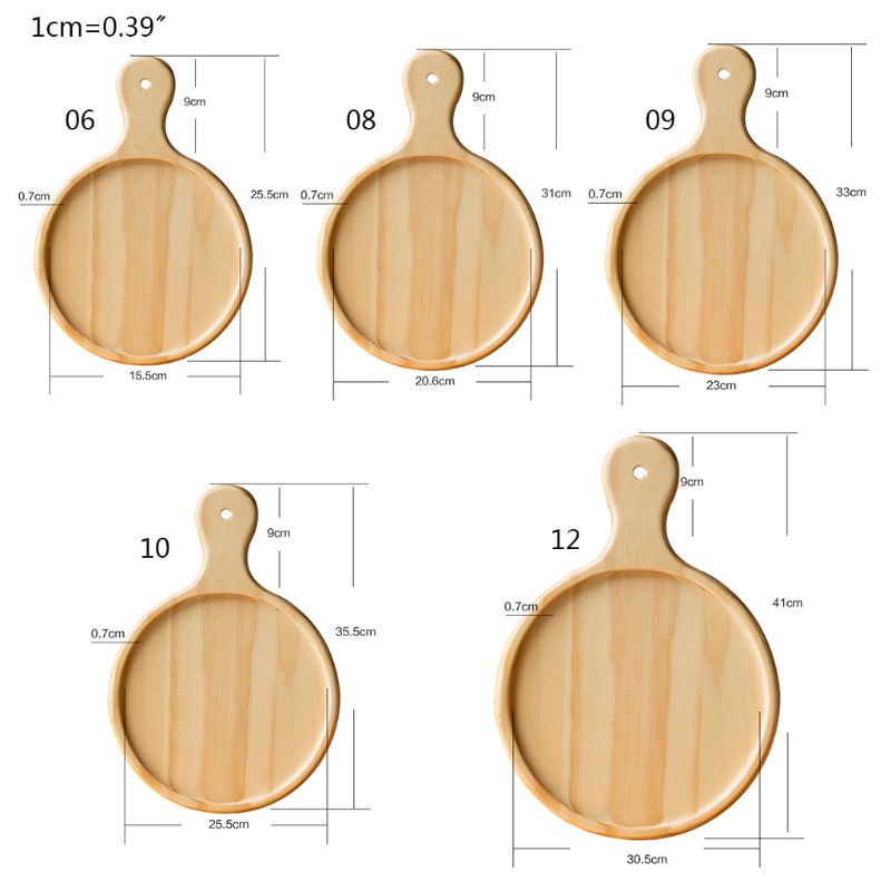 6/8/9/10/12 Inch Wooden Pizza Board with Handle Ba... – Vicedeal