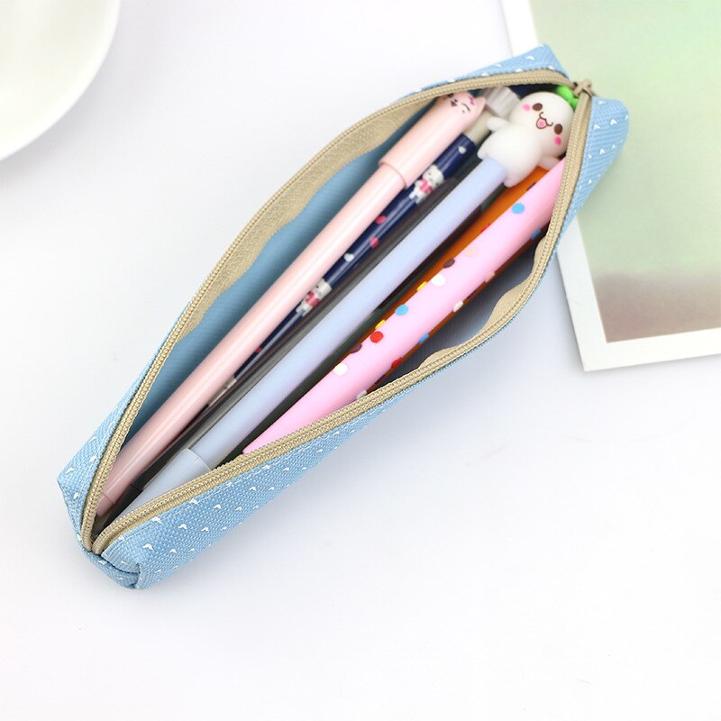 Canvas Geometric Pencil Case School Simple Striped... – Vicedeal