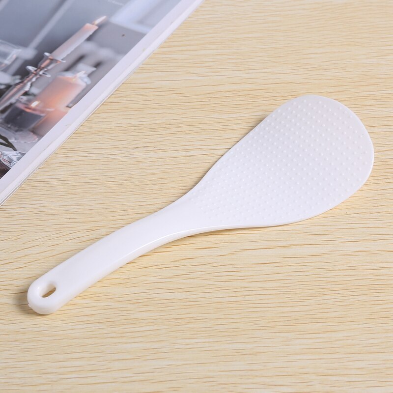 Kitchen Dotted White Plastic Flat Rice Scoop Paddl... – Grandado