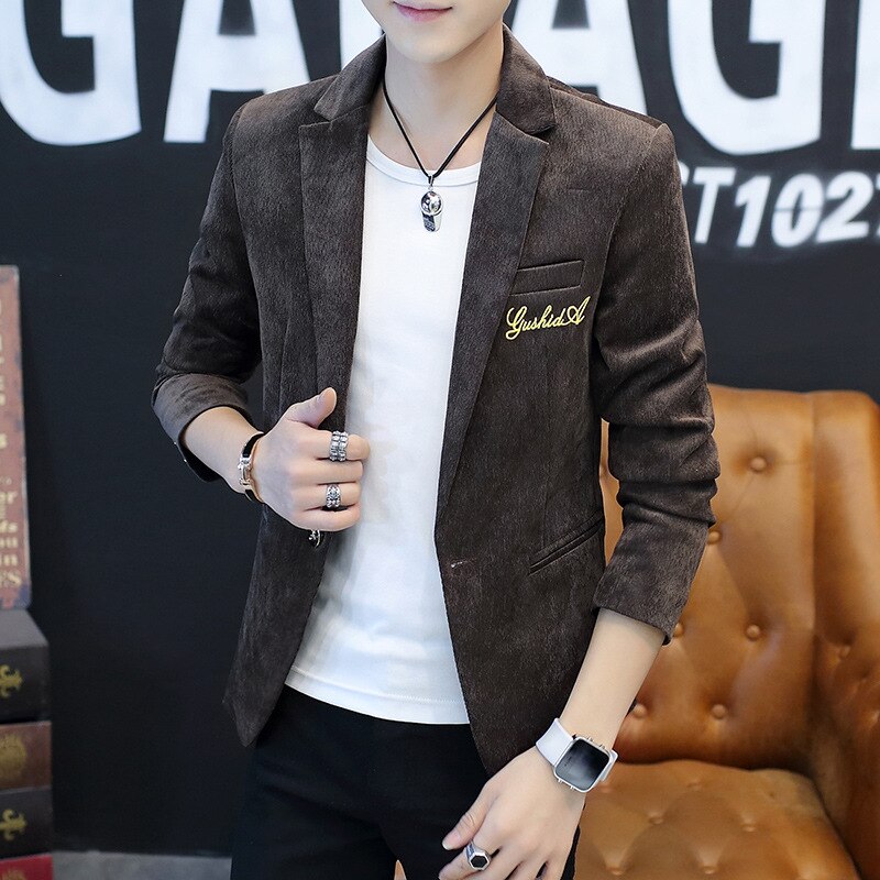 Corduroy Casual Small blazer Youth Embroidered Sli... – Vicedeal