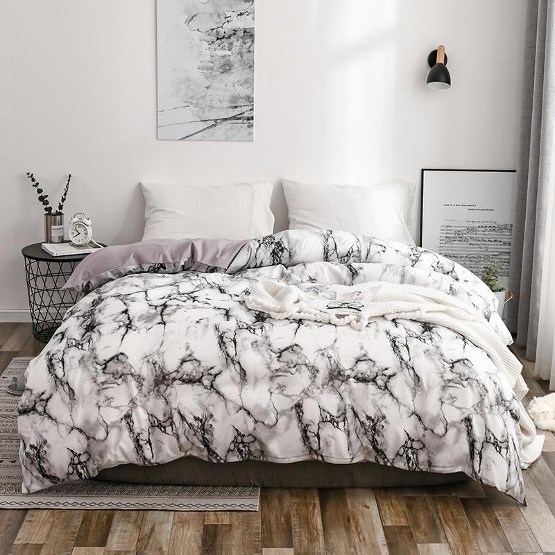 White Marble Pattern Bedding Sets Duvet Cover Set ... – Grandado