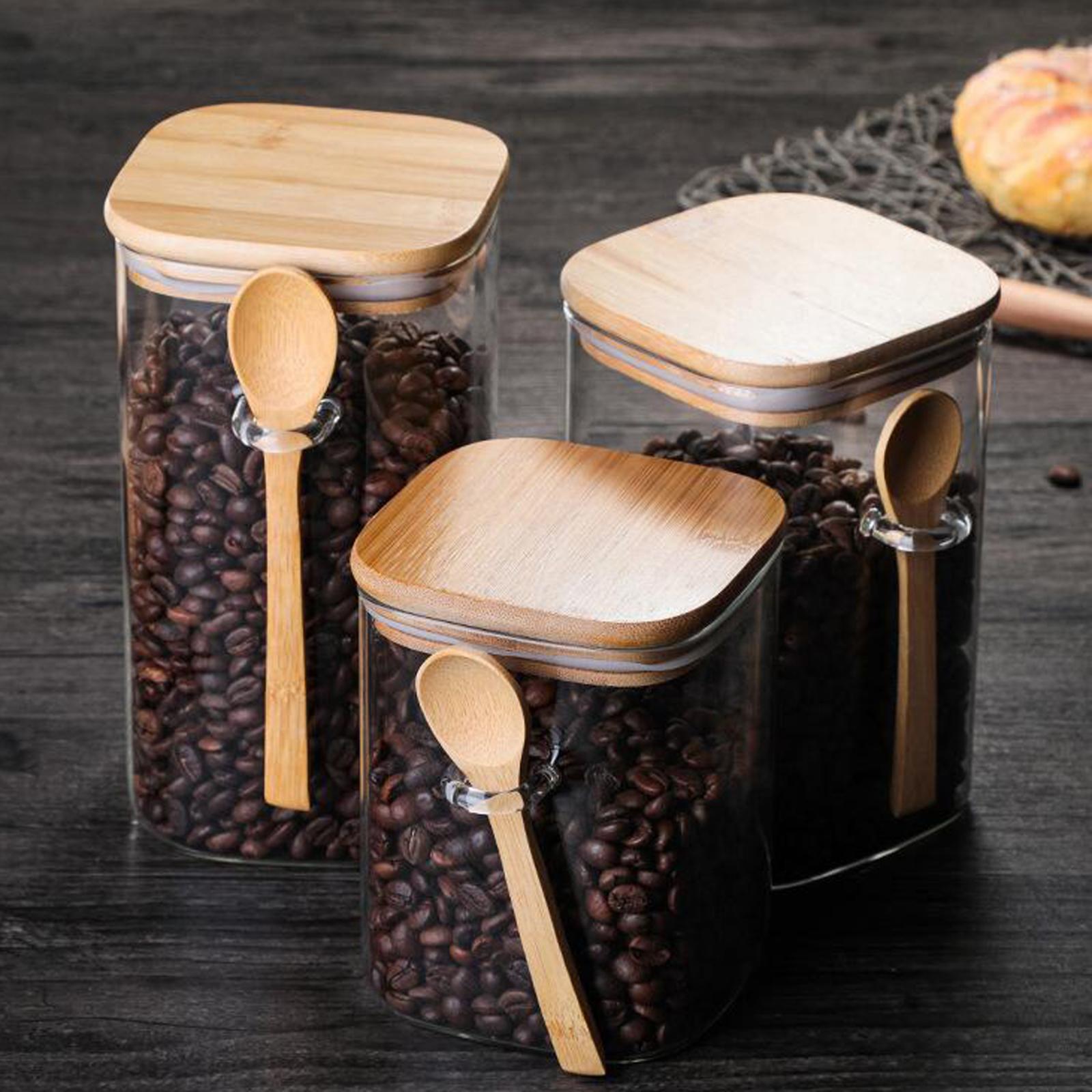 Clear Glass Storage Jar with Bamboo Lid & Spoon Ai... – Grandado