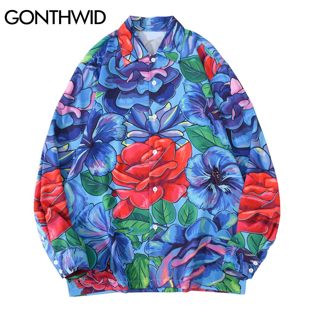 Gonthwid Rose Bloemen Print Bloemen Hawaiian Stran... – Grandado