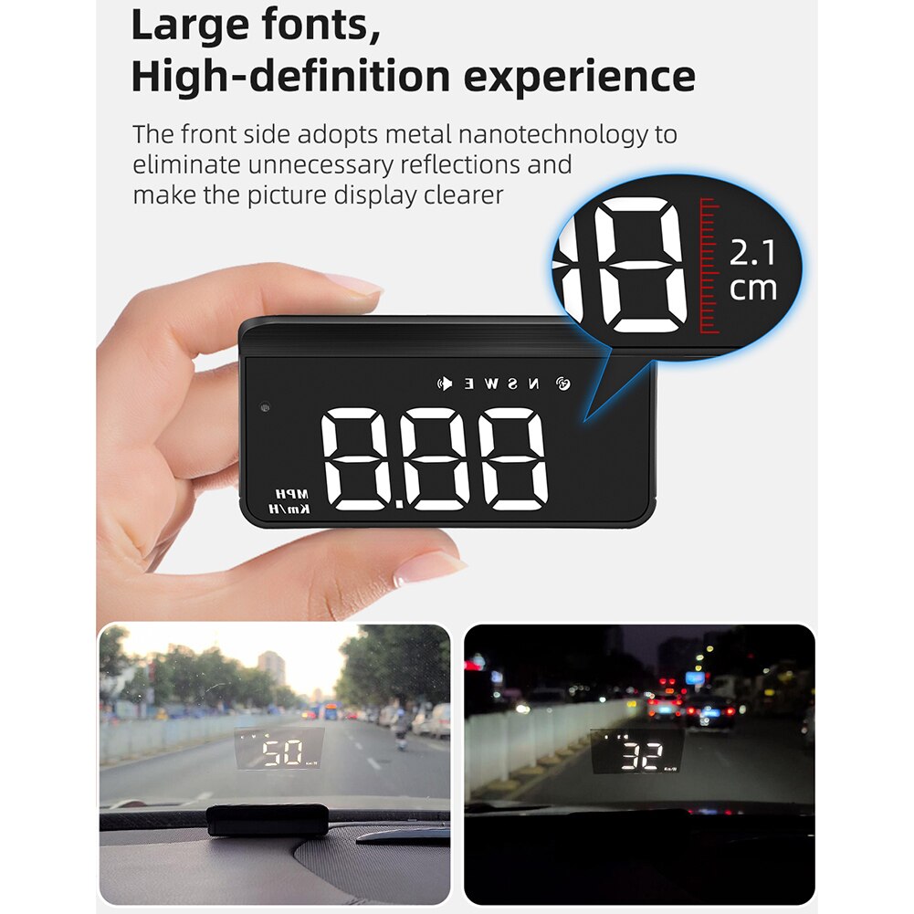 Head-Up Display Car HD GPS HUD KM/H RPM MPH Over S... – Grandado
