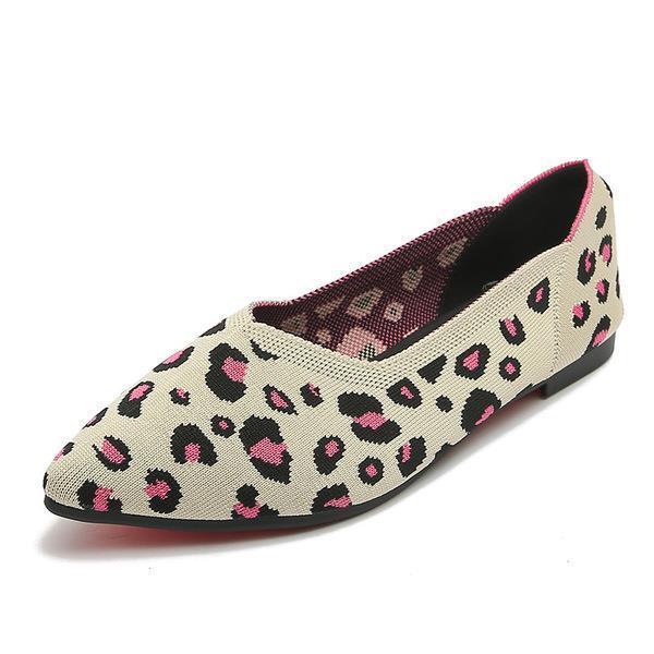 Leopard Shoes Soft Pointed Toe Large Size Women Mo... – Grandado