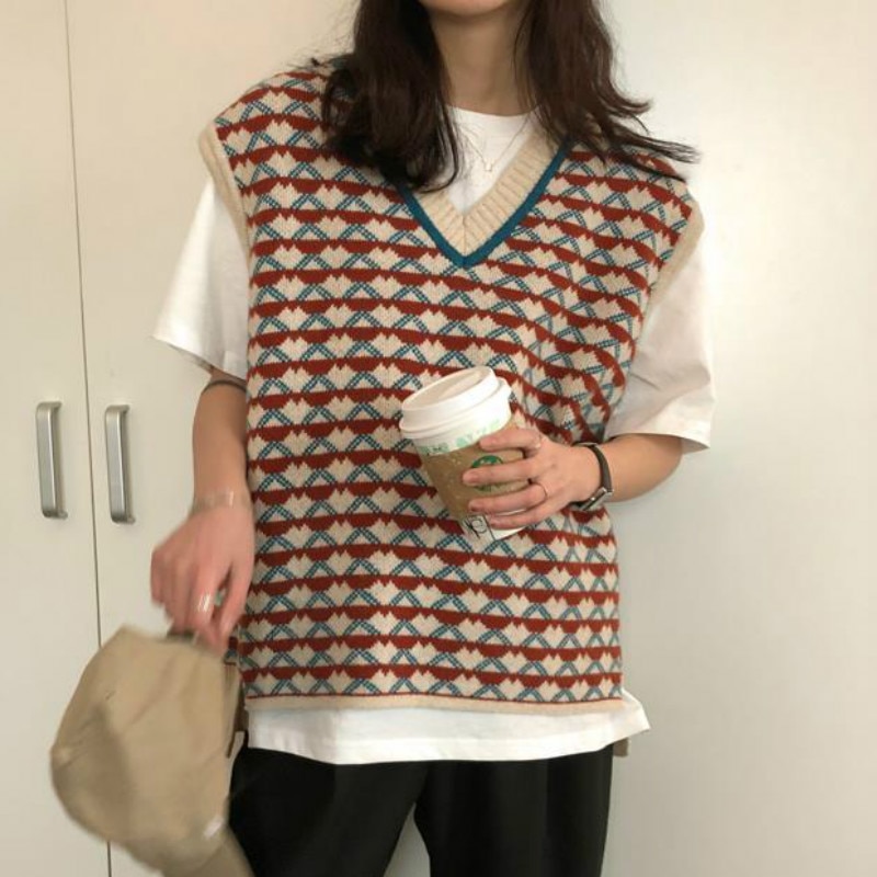 Vests Women Plaid Patchwork Preppy Style Student P... – Grandado