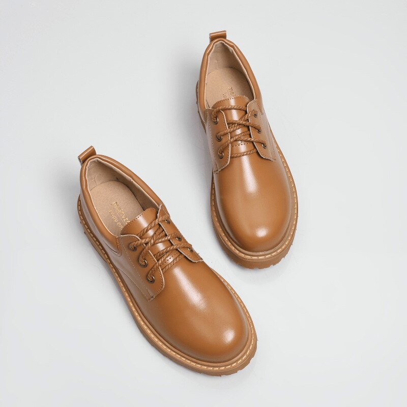 vintage round toe oxford shoes woman leather brogu... – Vicedeal