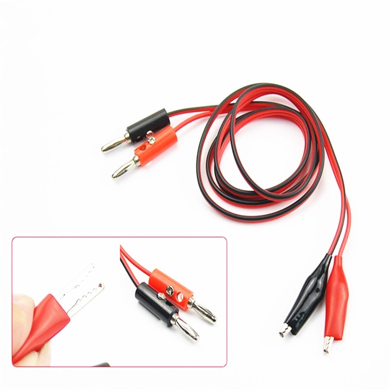 1M Alligator Cilp To AV Banana Plug Test Cable Lead Connector Dual ...