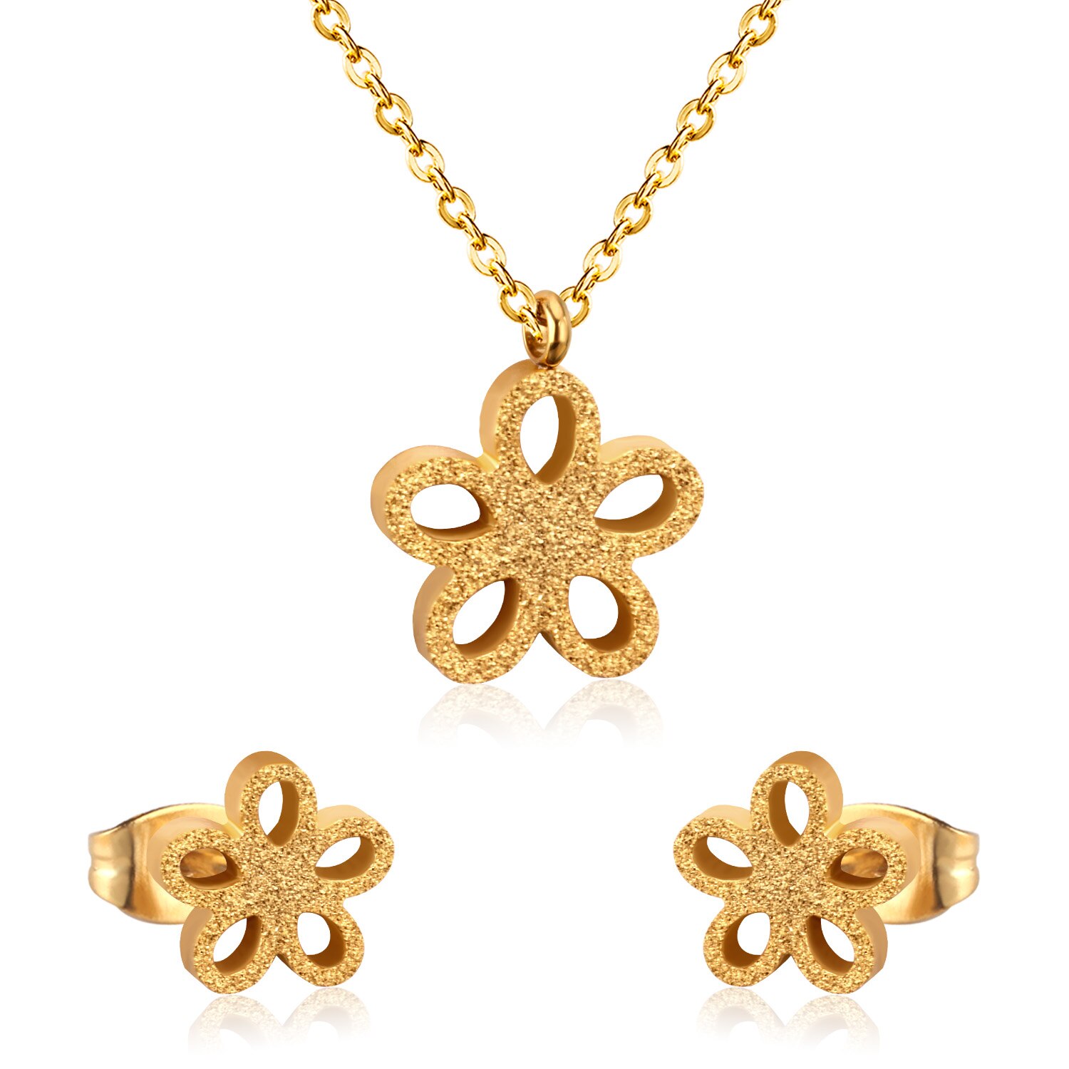 LUXUKISSKIDS Rose Gold Matte Flower Shape Stainles... – Grandado