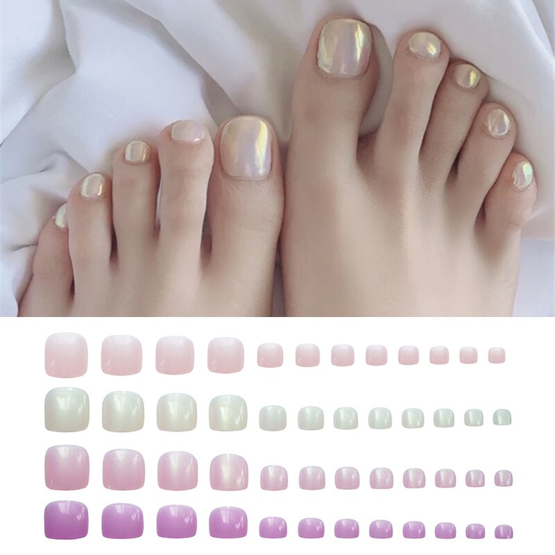 24Pcs Artificial Feet Nails Short False Toenails F... – Grandado