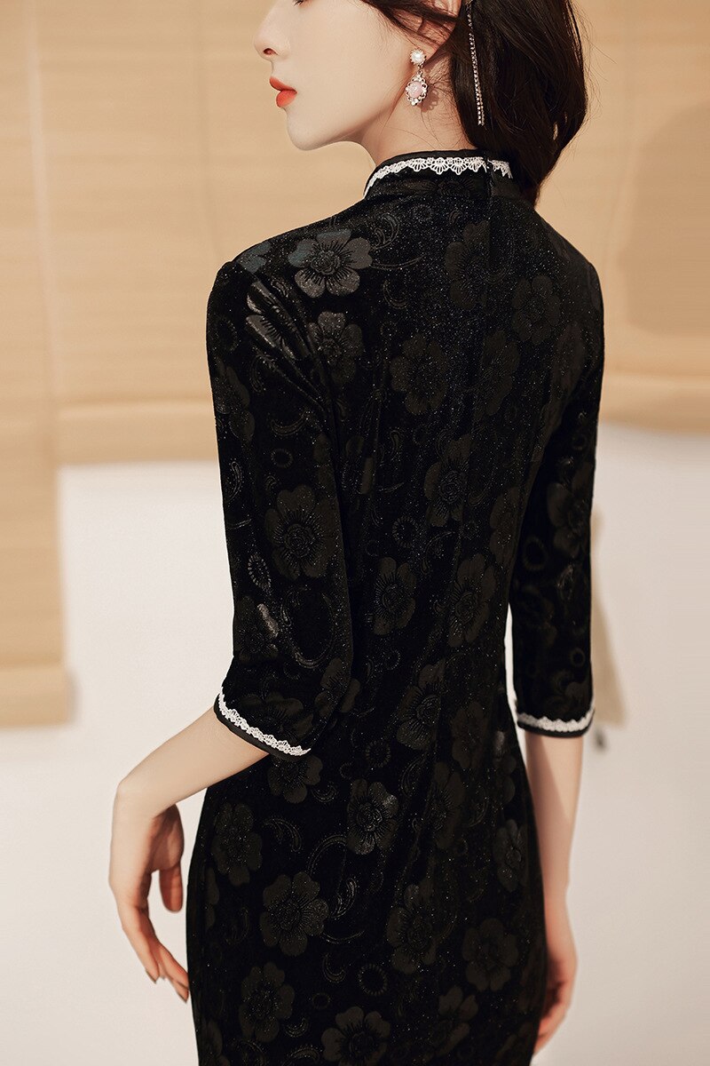 Chinese Red Qipao High-Split Three-quarter Sleeve ... – Grandado