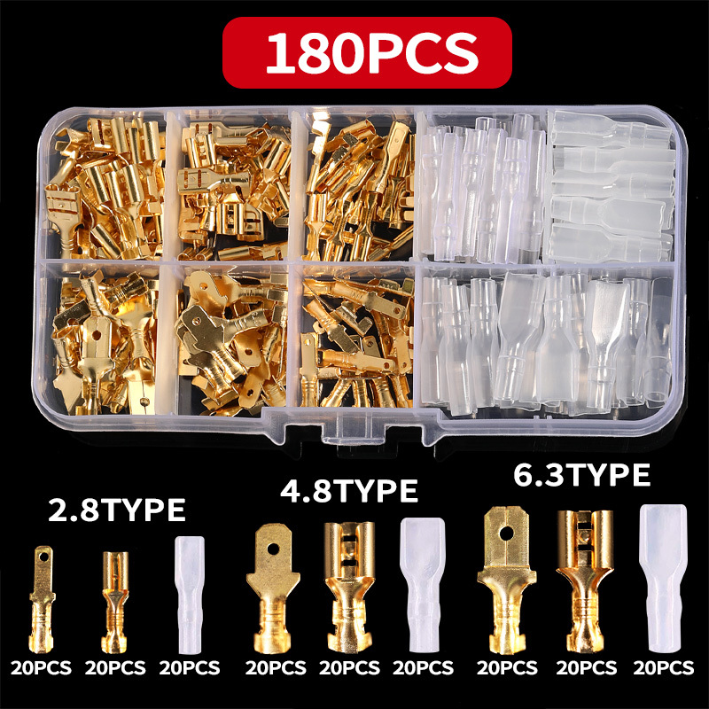 180 Uds 2,8 / 4,8 / 6,3 mm terminales de crimpado ... – Grandado