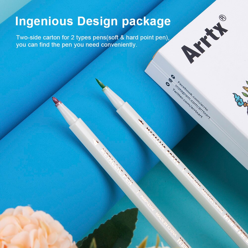 Arrtx AMP-1500 Metallic Color Pens Fine Point & So... – Grandado
