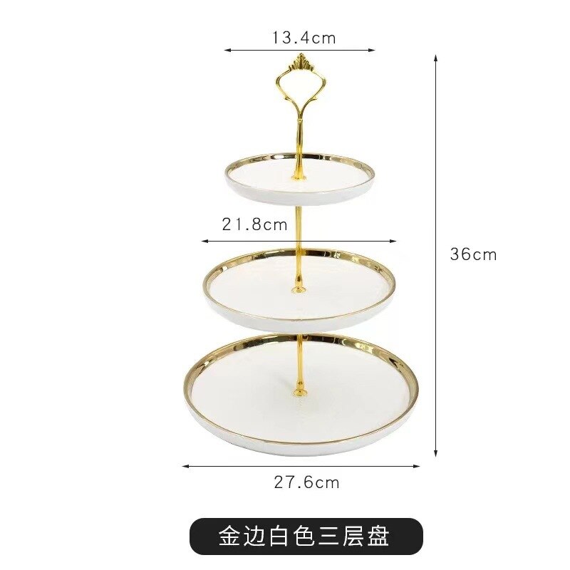 2 & 3 Tier Ceramic Plate Gold Rim Cake Stand Fruit... – Grandado