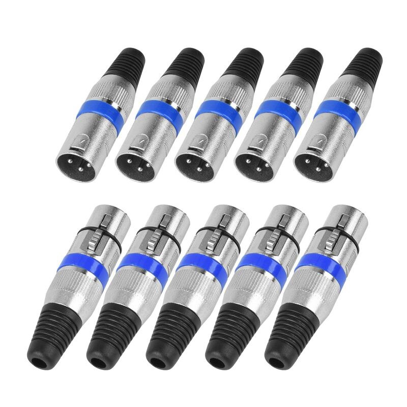 5 Pairs 3 Pin XLR Connectors Male and Female Micro... – Grandado