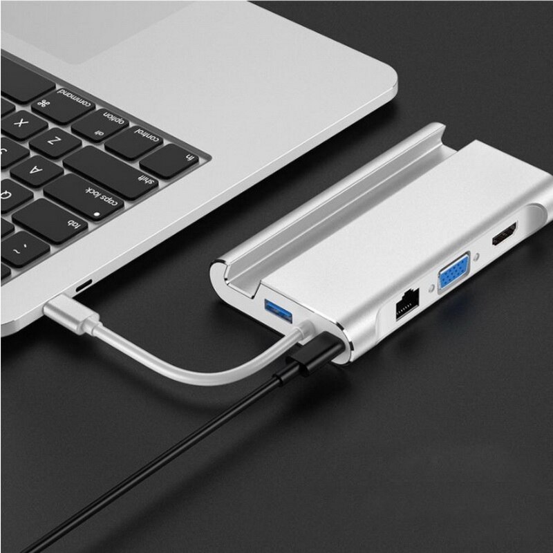 7-In-1 Type C usb hub C to RJ45 VGA with Hub Multi... – Grandado